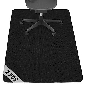 2Pcs Office Chair Mat for Hardwood & Tile Floor, 48 "x36 Computer Desk Chair Mat, Home Floor Protector Mat, Under Desk Low-Pile Rug, Anti-Slip, Easy to Clean (Black)