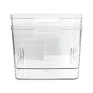 Isaac Jacobs 2-Pack Extra-Large Clear Storage Bins (11.5” L x 14” W x 9” H) w/ Cutout Handles, Plastic Organizer for Home, for Kitchen, Fridge, Pantry, BPA Free, Food Safe (2-Pack, Extra-Large)