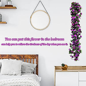 ALINREDBX 5pcs Artificial Flowers Fake Rose Vine Flowers Plants Hanging Rose Ivy for Home Hotel Wedding Party Garden Décor (Dark Purple)