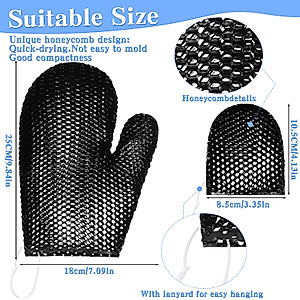 Vesici 2 Pcs Honeycomb Exfoliating Glove Set Exfoliating Bath Mitt Honeycomb Face and Body Scrubber Exfoliating Shower Mitt Sponges for Cleaning Body Shower Face Skin Beauty Spa(Black)