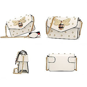 Beatfull Designer Bee Purse Fashion Crossbody Purse with Pearl for Women Pu Leather Shoulder Bag Clutch Handbags