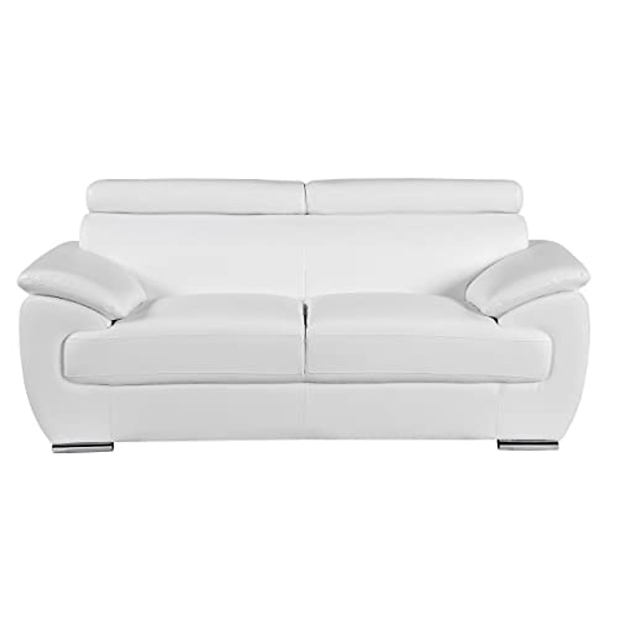 Blackjack Furniture 4571 Veal Collection 2 Piece Genuine Leather Sofa Set for Living Room, Modern Couch and Loveseat with Lumbar Support and Large Adjustable Headrests, 2+3 Seater, White