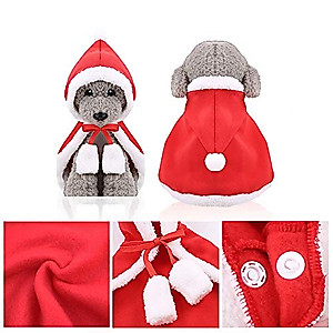 Pet Christmas Costume,Cat Cloak with Xmas Hat,Christmas Cat Dog Costume Pet Cape,Dog Clothes for Christmas,Hooded Cape Dog Puppy Dress Up for Cats and Small to Medium Sized Dog