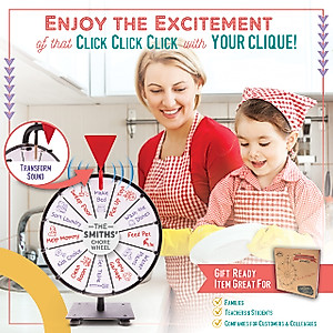 Prize Wheel Spinner Board Game - 12" Spin Wheel for Prizes with Stand, Slots 12, 6, 4 Color & White Spinning Wheels, Custom Logo Personalize Printable Self Adhesive Sheets, Dry Erase Pen, Eraser, Bag