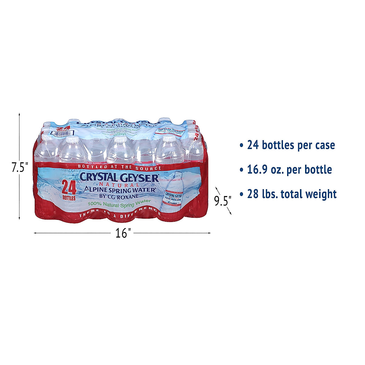 CRYSTAL GEYSER SINCE 1977 Pallet Of 84 Cases, Of Alpine 100% Natural Spring Water, 24 16.9oz bottlesper Case, Bottled at The Source, Clear, (CGW24514PL)