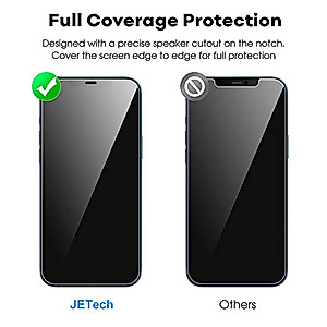 JETech Full Coverage Screen Protector for iPhone 12 Pro Max 6.7-Inch, Tempered Glass Film with Easy Installation Tool, Case-Friendly, HD Clear, 3-Pack