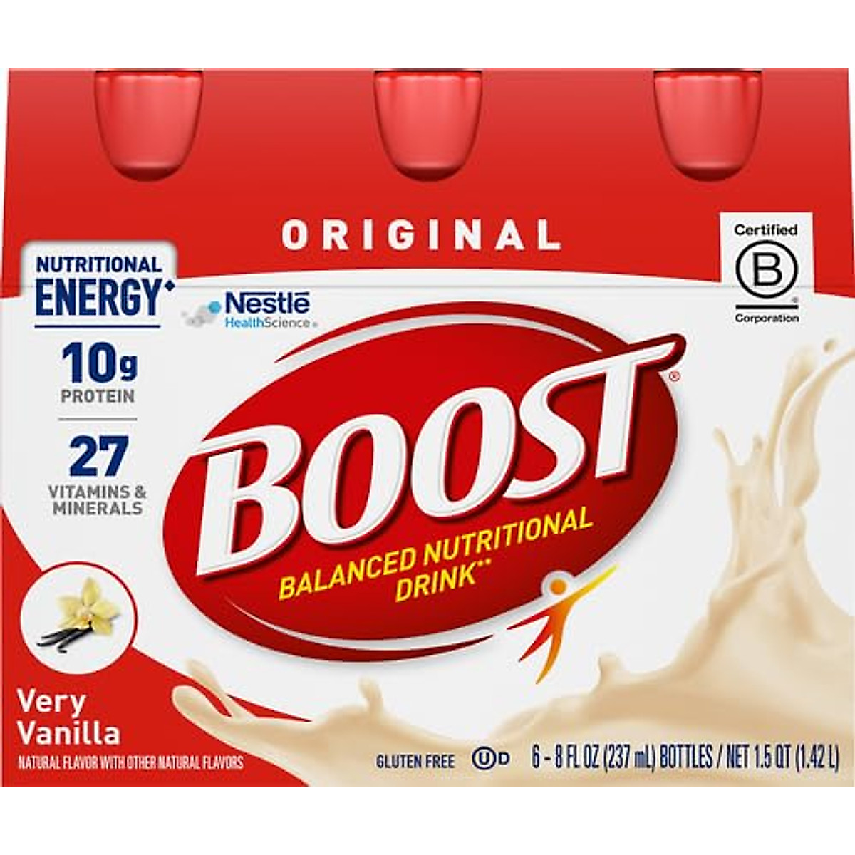 BOOST Original Balanced Nutritional Drink, Very Vanilla, 8 FL OZ (Pack of 6)