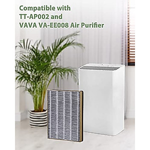 TT-AP002 Filter Replacement for TT-AP002 and VAVA VA-EE008 Air Purifiers, Replace TT-AP001SPF，H13 True HEPA Filter