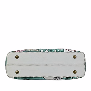 Anuschka Women’s Genuine Leather Medium Shopper - Hand Painted Exterior - Jungle Queen Ivory