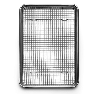Spring Chef 10”x15” Stainless Steel Cooling Rack & Aluminum Baking Pan Bundle