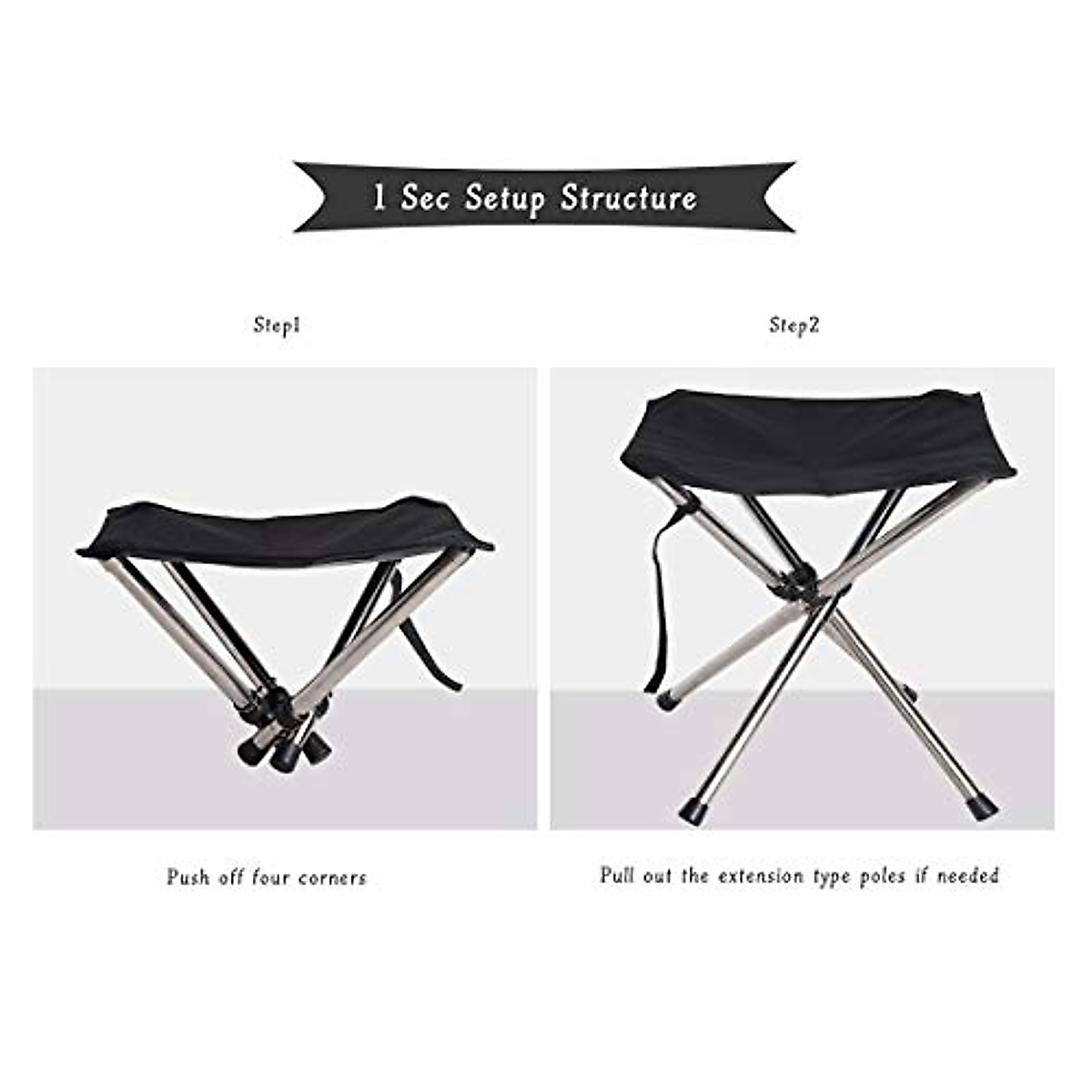 Cambyso Camping Stools Foldable Chair Super Lightweight Portable Chair Backpack Chair Folded Size 1.2 * 1.2 * 19 Inches for Trekking, Fishing, Sporting, Tanning