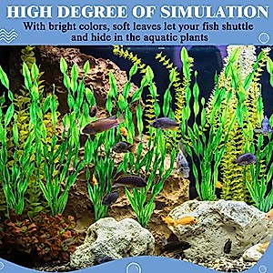 Giegxin 30 Pieces Artificial Seaweed Plants Aquarium Plants Plastic Seaweed Decor Plastic Fish Tank Plant Decorations Fake Seaweed Decoration for Household and Office Aquarium (Green)