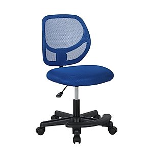 Amazon Basics Kids Adjustable Mesh Low-Back Swivel Study Desk Chair with Footrest, Blue