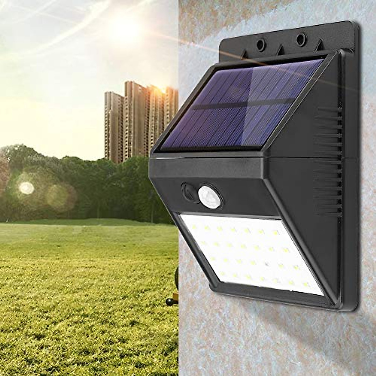 Zerone Solar Powered Light, 28 LED Solar Sensor Light Garden Light Wall Light Turns on Automatically 3 Modes for Home Garden