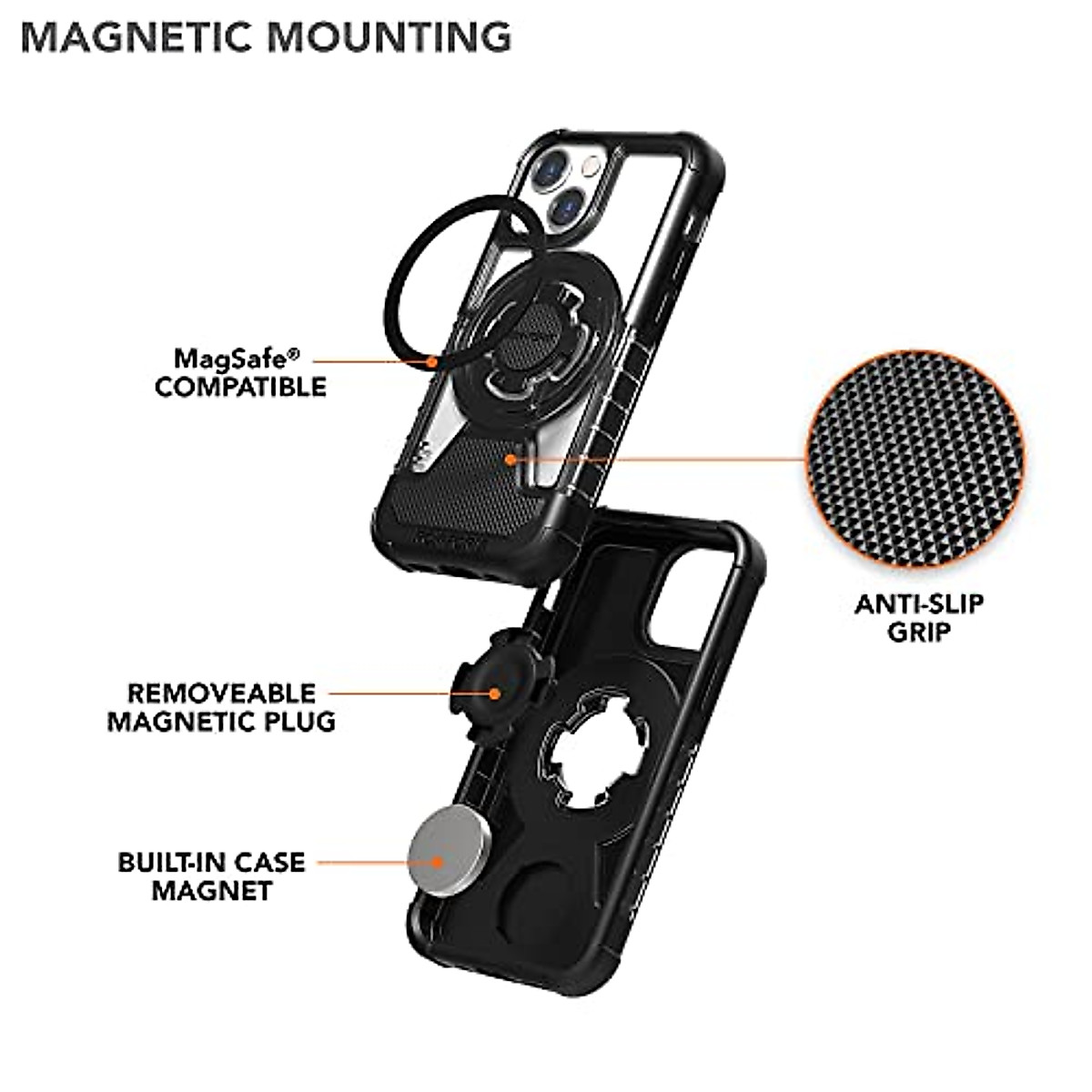 Rokform - iPhone 13 Mini Case, Crystal Series, Dual Magnet Plus MagSafe Compatible, Slim Magnetic Clear Apple Case, iPhone Cover with RokLock Twist Lock, Drop Tested Armor (Clear)