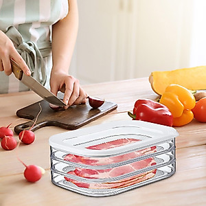 Generic Meat Container for Fridge, Lunch Meat Container, Bacon Keeper, Stackable Food Storage Boxes with Lid, Meal Prep Containers, for Cold Cuts, Salami, Deli, Lunch Meat, BPA Free, Clear