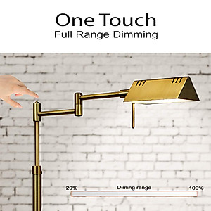 O’Bright Dimmable LED Pharmacy Floor Lamp, 12W LED, Full Range Dimming, 360 Degree Swing Arms, Adjustable Heights, Standing Lamp for Reading, Sewing, and Craft, ETL Listed, Antique Brass (Gold)