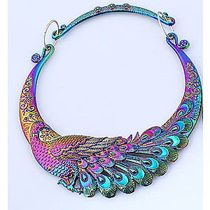 RUITASA Vintage Ethnic Carved Peacock Necklace Chunky Collar Choker Jewelry Necklace for Women