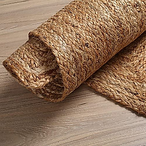 Jute Braid Natural Rug 2X3' -Natural Linen Color, Hand Woven & Reversible for Living Room Kitchen Entryway Rug,Jute Burlap Braided Rag Rug 24x36 inch,Farmhouse Rag Rug, Rustic Rug,Natural Look Rug