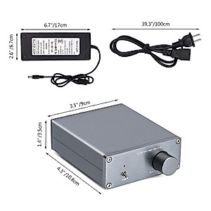 Facmogu TDA7498E Stereo Audio Amplifier Car Audio Amplifier with Power Supply DC 24V 6A,160W x 160W Dual Channel Hi-Fi Amplifier, Mini Class D Integrated Digital Amp Home Speakers (Amplifier+Adapter)