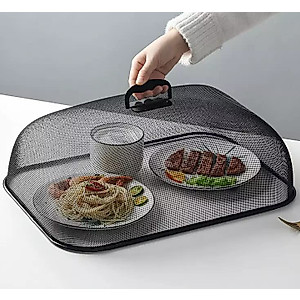 CUISINOX Dome for BBQ, Picnics and Outdoor Entertaining Stainless Steel Mesh Food Cover, Rectangular 18.5" x 13.5" x 8", Black