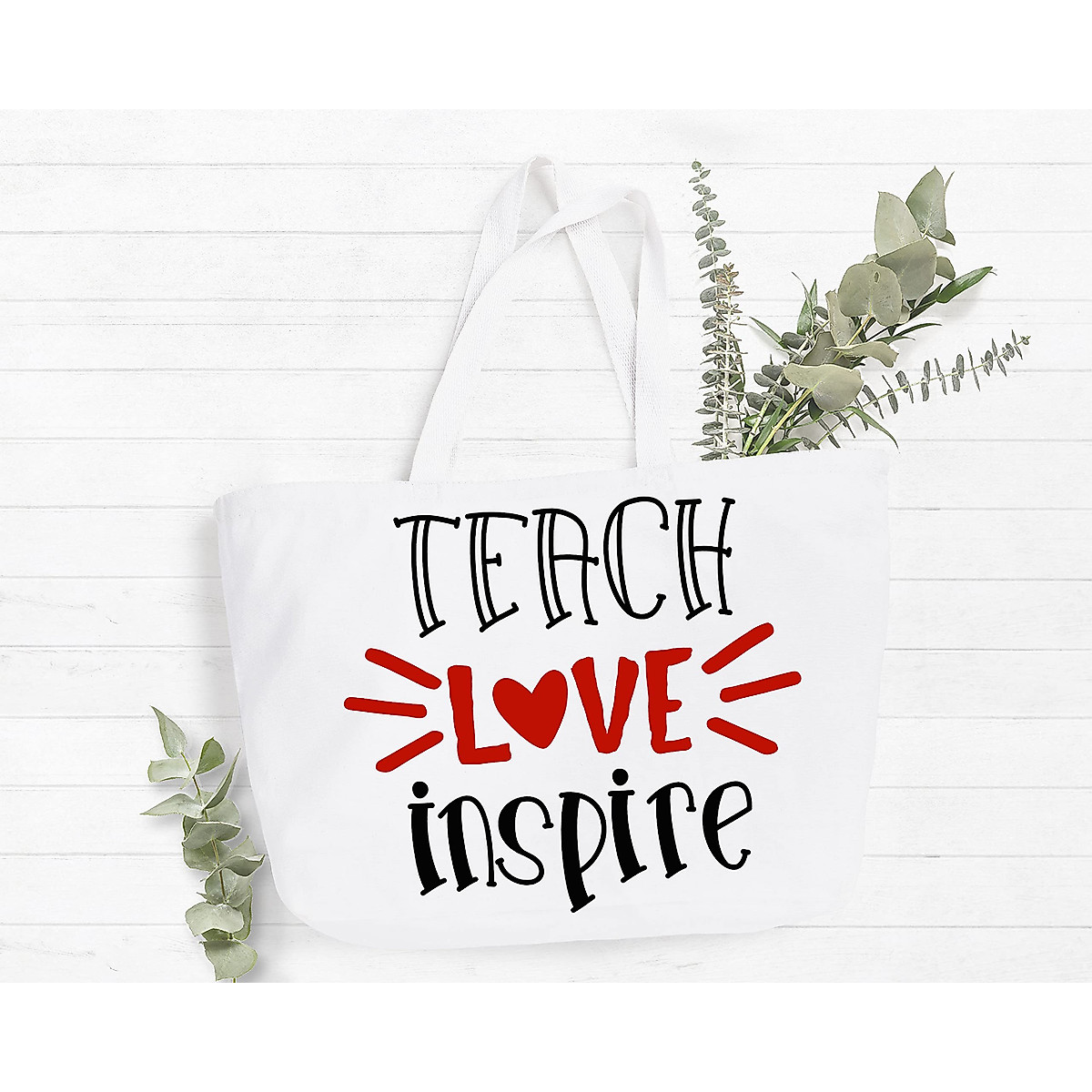 COCOVICI Teacher Appreciation Gifts For Women | Teacher Gift | Teach Love Inspire Tote Bag | Teacher Canvas Tote Bag | Teacher Gift Idea