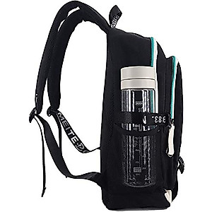 Roffatide Anime Demon Slayer Backpack for Boys Printed Schoolbag Laptop Rucksack with USB Charging Port & Headphone Port Black