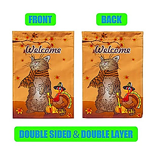 Seasonal Garden Flag Set of 12 for All Season Burlap Verticle Cat Flag 12x18 Inch Hanging Decoration Outside Yard for Holidays ThanksGiving/Christmas/New Year