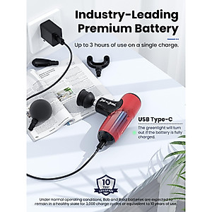 BOB AND BRAD Q2 Mini Massage Gun, Pocket-Sized Deep Tissue Massager Gun, Portable Percussion Muscle Massager Gun, Ultra Small & Quiet Muscle Massage Gun with Carry Case, FSA and HSA Eligible -Red