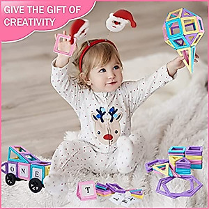 Rurvale 100Pcs Magnetic Blocks, Magnet Toys for 3 4 5 6 7 8 Year Old Boys Girls, Magnetic Tiles, Learning Educational STEM Toys for Toddlers 3-5, 4-8, Building Blocks for Kids Ages 3+ Birthday Gifts