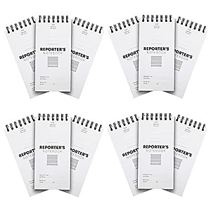 12 Pack Reporters Notebook, Spiral Note Pad for Journalist, Detective (70 Sheets/140 Pages Per Book, 4x8 In)