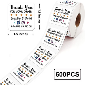 Thank You for Your Order Cute Small Shop Stickers, Online Retailers Small Business Small Shop Thank You Stickers Gift Bags Packages Envelopes Labels, 500 Labels Per Roll
