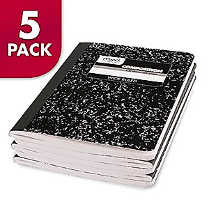 Mead Composition Notebooks, Wide Ruled Paper, 100 Sheets, Comp Book, 5 Pack (72368)