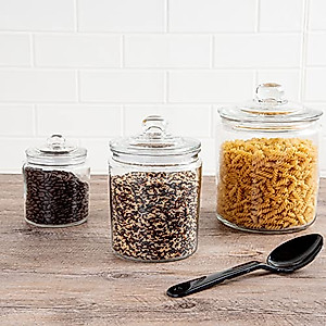 Restaurantware Vetri 0.5 Gallon Glass Storage Jar 1 Dishwashable Glass Cookie Jar - Airtight Seal Wide Opening Clear Glass Candy Jar Knob Handle Lid For Kitchen Laundry Or Storage