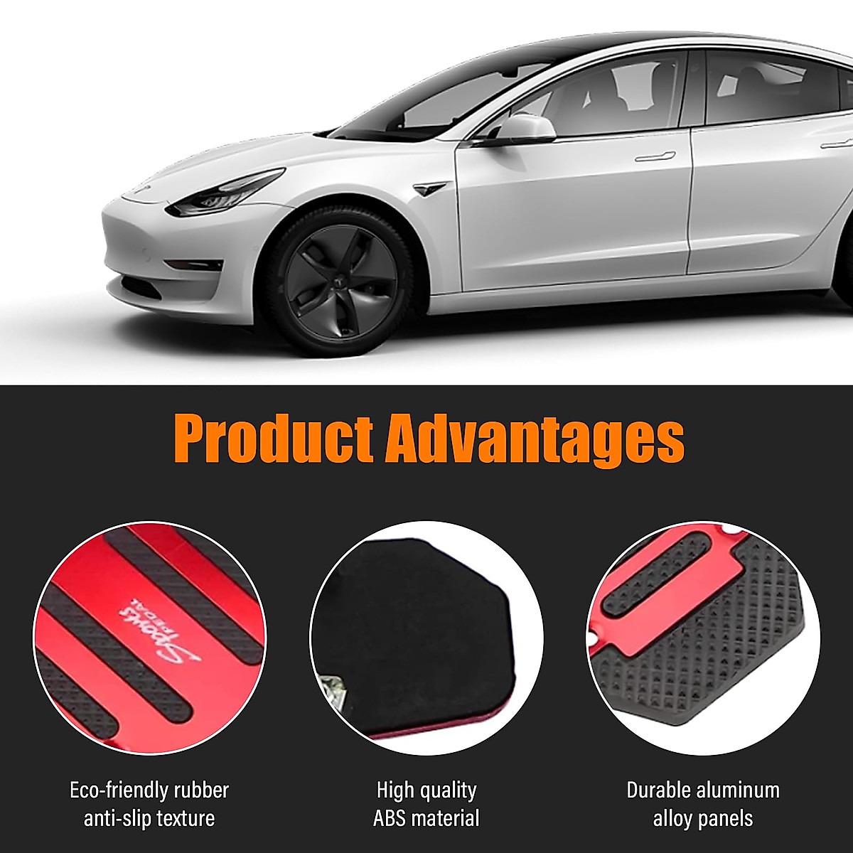 Ziciner 3PCS Non-Slip Car Pedal Pads, Manual Gearbox Gas Pedal Brake Pedal Cover, Aluminum Alloy Brake Gas Clutch Pedal Kits, Universal Replacement Accessories for Car SUV ATV (Red&Manual)