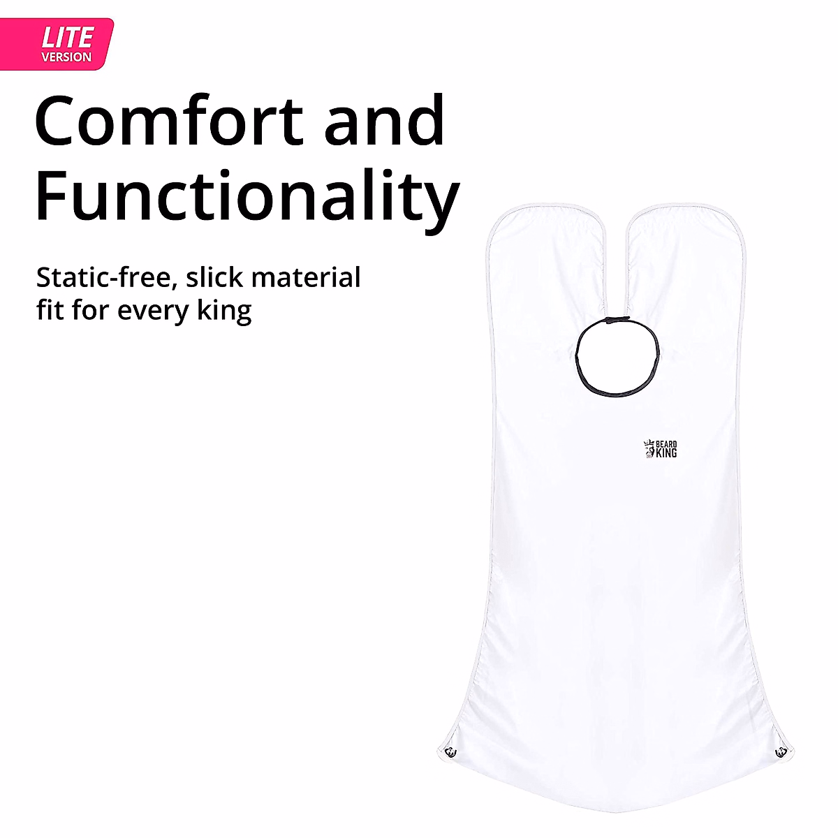 Beard King Beard Bib Apron - Shaving Set for Dad - As Seen on Shark Tank - Men's Hair Catcher for Shaving - Grooming Accessories, White