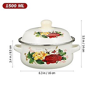 SHOWERORO Enamel Soup Pot Kitchen Stew Pot Enameled Oven Braising Pan with Lid Stockpot with Lid 8 Quart Porcelain Cooking Saucepan Pasta Steamer Food Thicken Stockpot Metal Soup Plate