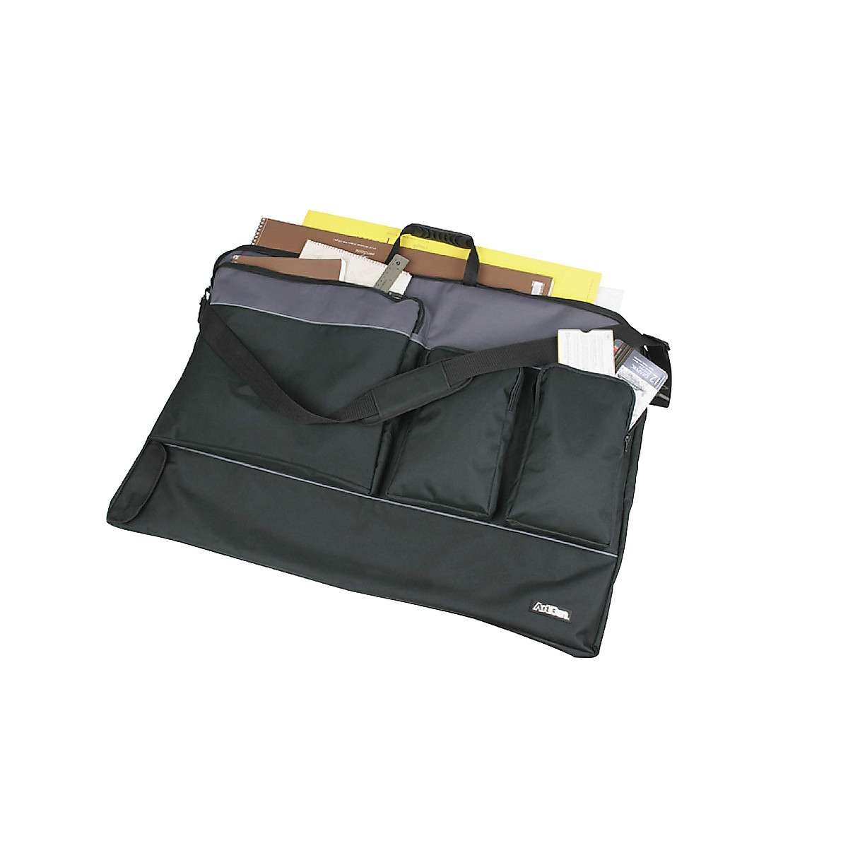 ArtBin 6902SB Tote Folio XL Artist Portfolio, Extra Large Fine Art & Sketchpad Organizer with Carrying Strap, [1] Portable Poly Canvas Bag, Black