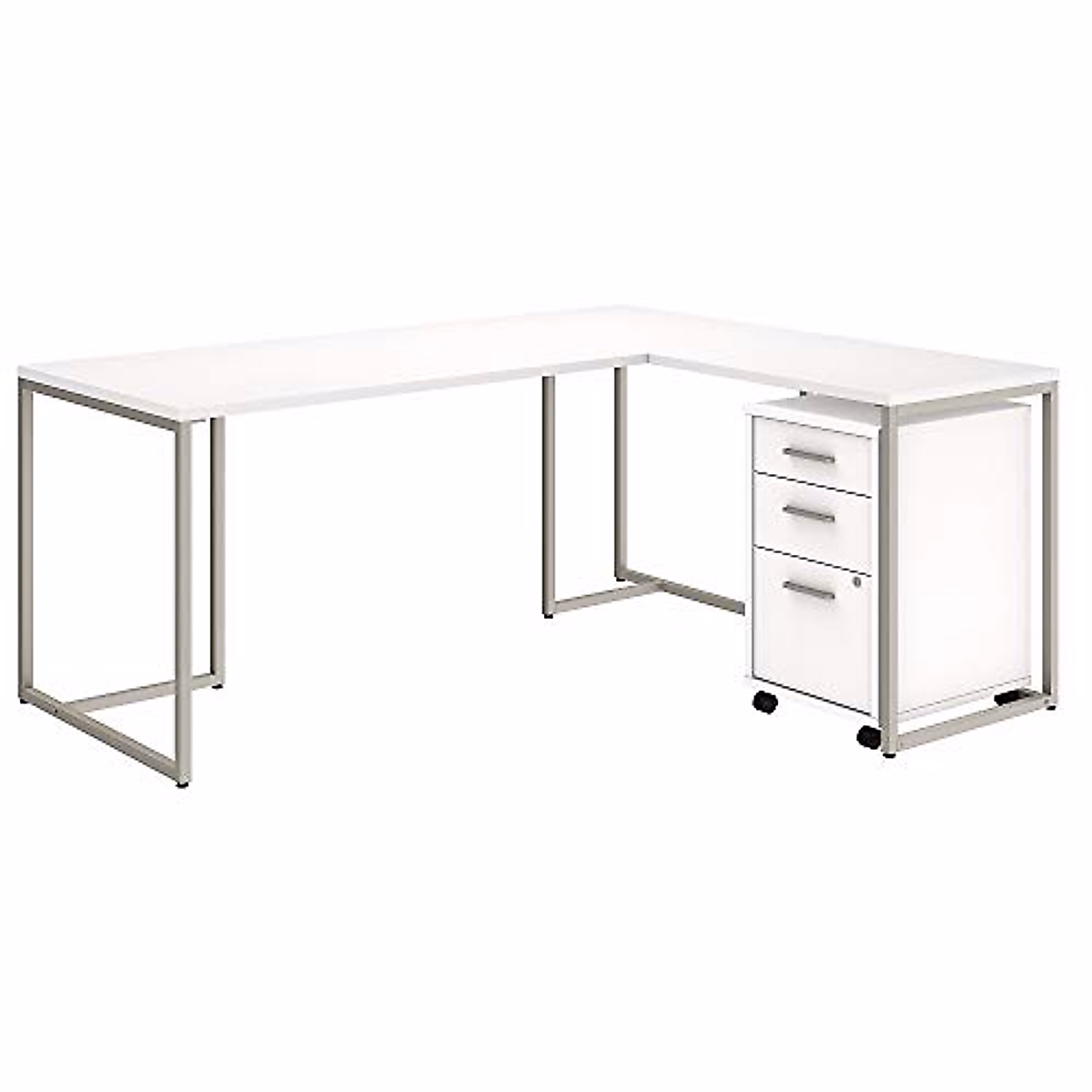 Bush Business Furniture Office by Kathy Ireland Method L Shaped Desk with 30W Return and Mobile File Cabinet, 72W, White