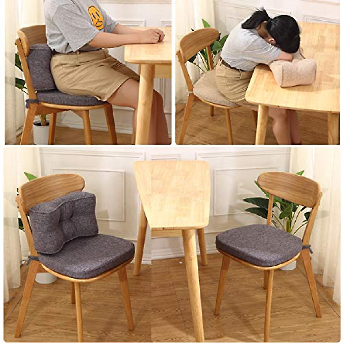 KGPLOME Chair Cushion with Ties for Dining Chairs - Memory Foam Non Slip Kitchen Chair Pad and Dining Seat Cushion with Machine Washable Cover [16.5 x 16.2 Inches] - Dark Beige