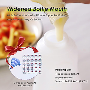 Nacxbwer Condiment Squeeze Bottles for Ketchup Hot Sauce Liquids Oil with Caps for Condensed Milk and Mustard Salad Dressing Dispenser Clear Plastic Bottles Dressing Container HD PE BPA-free