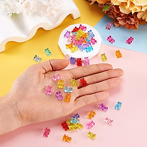 FASHEWELRY 200pcs Clear Acrylic Bear Beads Mixed Color Transparent Gummy Bear Spacer Beads Mini Cute Bear Loose Beads Bulk for Bracelet Necklace Earring Jewelry Making