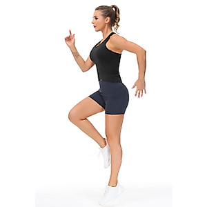 Women’s Racerback Workout Tank Tops with Built in Bra Sleeveless Running Yoga Shirts Slim Fit (Small, Black)