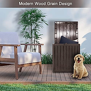 Omelaza 51 Gallon Outdoor Deck Storage Box, Resin Multi-purpose Storage Bins with Lid, Indoor/Outdoor Storage Container, Ideal for Patio Furniture, Pool Accessories, Toys, Gardening Tools - Brown