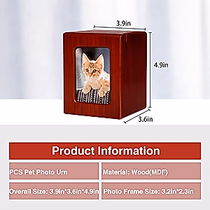 PCS Pet Urns for Cats, Cat Photo Urn, Pet Cremation Box, Cat Urn for Ashes, Urns for Cat Ashes Red-Small