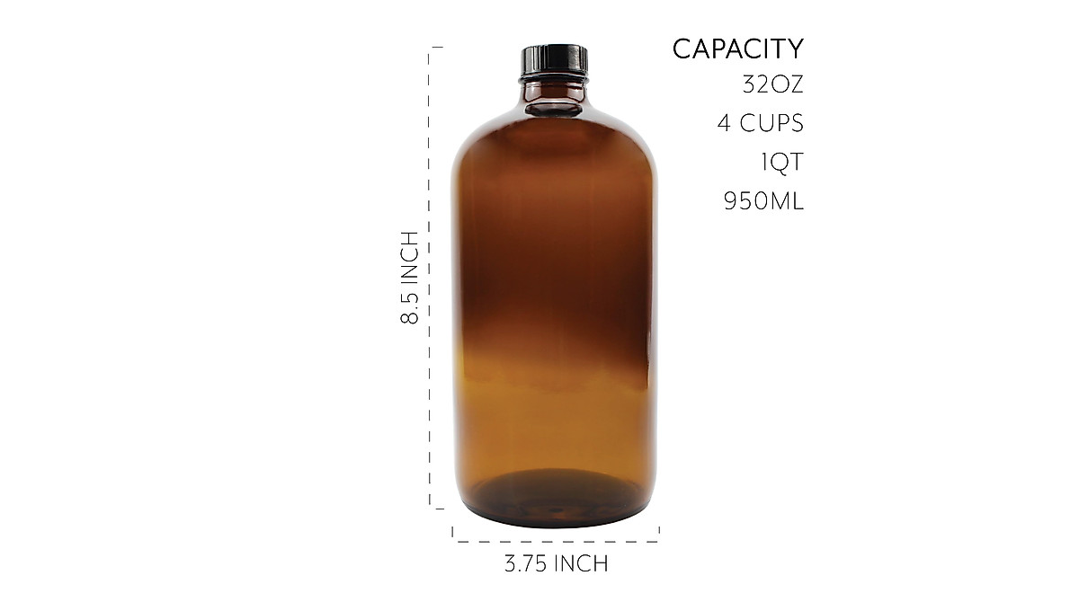 32oz Amber Kombucha Growler Bottles - 4-Pack for Brewing