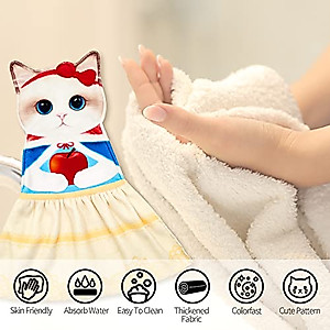 PAT JUUMG Cute Princess Cat Hand Towels for Bathroom Kitchen,Cat Home Decor Towel Hanging Face Towels Absorbent Soft,Funny Cat Gifts for Cat Lovers Gifts for Women,Christmas/Housewarming Gift
