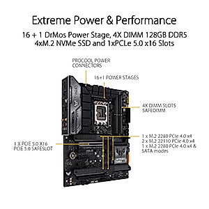 ASUS TUF Gaming Z790-Plus WiFi LGA 1700(Intel®12th&13th Gen) ATX Gaming Motherboard(PCIe 5.0,DDR5,4xM.2 Slots,16+1 DrMOS,WiFi 6,2.5Gb LAN,Front USB 3.2 Gen 2 Type-C®,Thunderbolt 4(USB4),Aura RGB)
