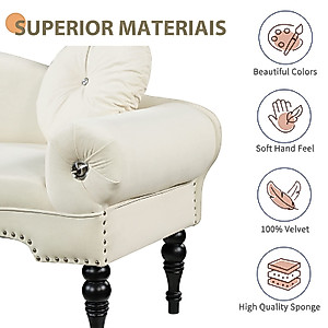 CALABASH 2 Seater Couch for Small Spaces,54”Modern Velvet Loveseat Sofa Settee Accent Bedside Entryway Window Bench for Living Room Bedroom Apartment(Beige)