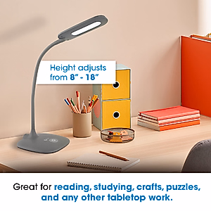 OttLite LED Soft Touch Desk Lamp - 3 Brightness Settings with Energy Efficient Natural Daylight LEDs - Adjustable Flexible Neck & Touch Controls for Tabletops, Home Office, Computer Desk, & Dorms